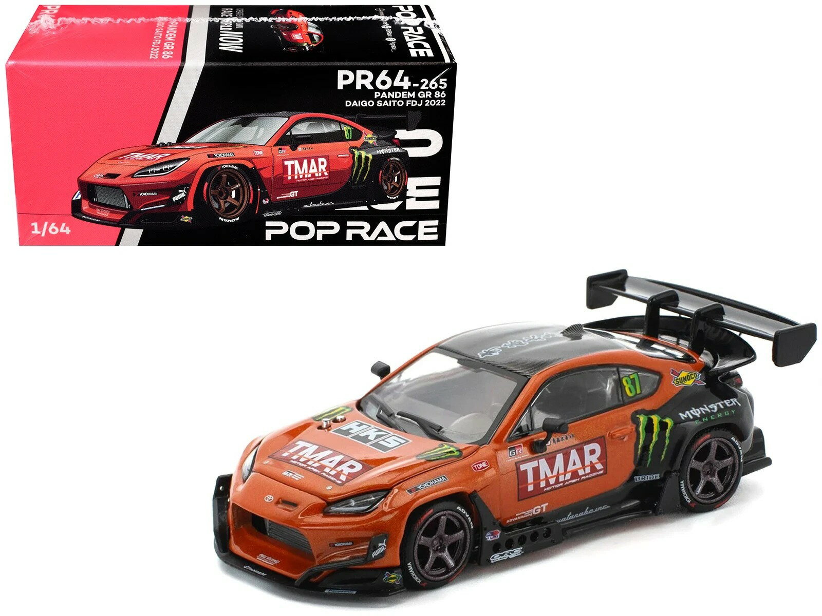 POP RACE 1/64 パンデム GR86 2022 フォーミュラドリフト ジャパン 斎藤太吾 Pandem ミニカー　【国内在庫品】 ポップレース ダイキャスト モデルカー 【仕様】・スケール：1/64・素材：ダイキャスト・開閉機構：...