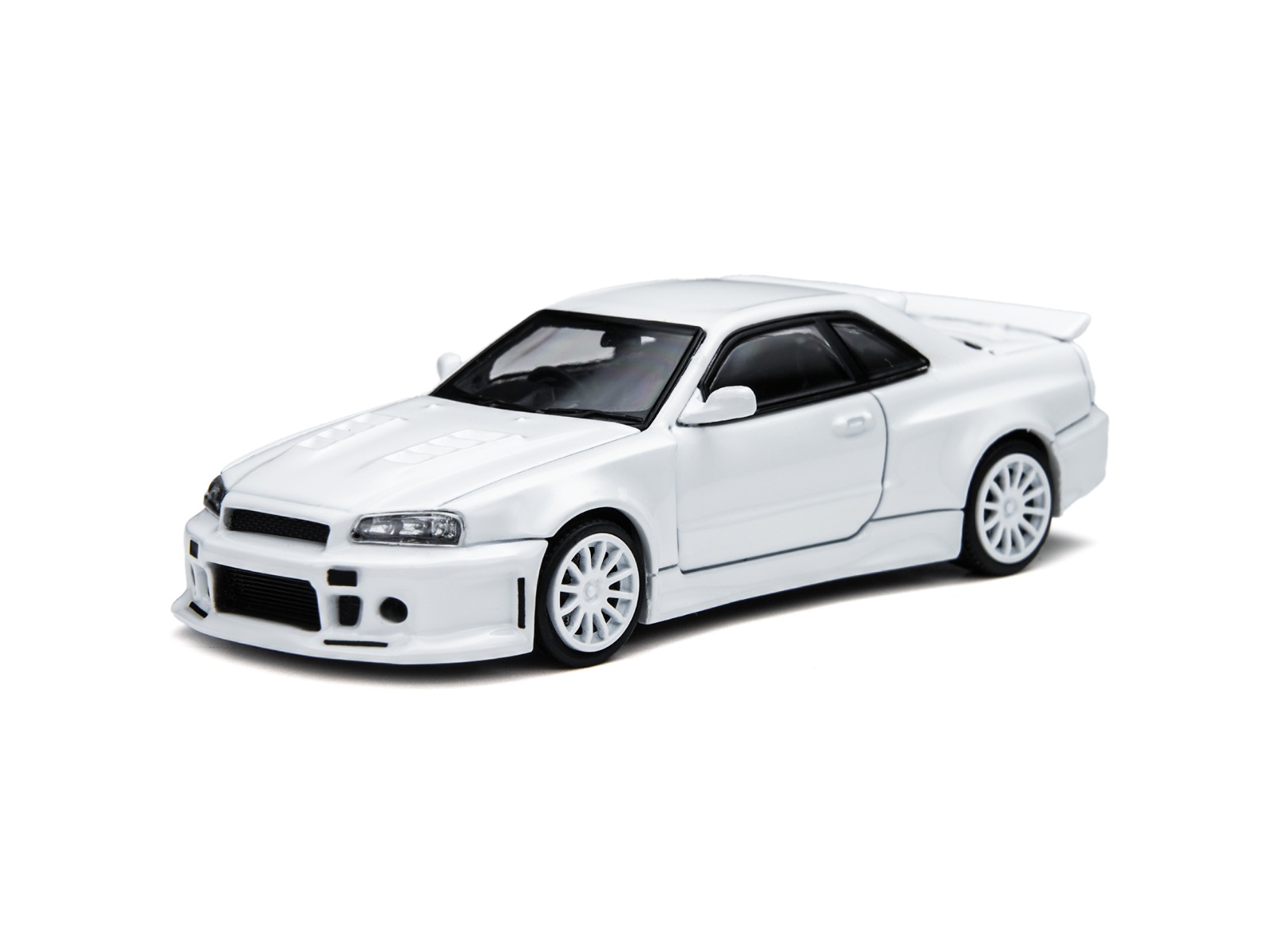 TimeMicro x PSC DESIGN 1/64 日産 GT-R R34 “Tooth Tiger” ホワイト 交換ホイール/リアスポ付き TM648402　【国内在庫品】 モデルカー JDM カスタム チューナー 世界中のJDMファ...