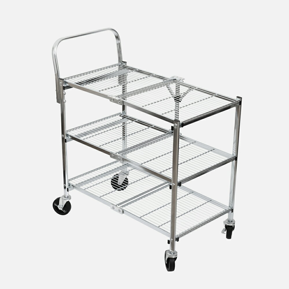 item:Metal Folding Cart (2 Tier) brand:DETAIL INC.（ディテール） 独自の設計により、省スペース性と高い耐久性を両立した3段タイプのMetal Folding Cart。中央のプレートを持ち上...