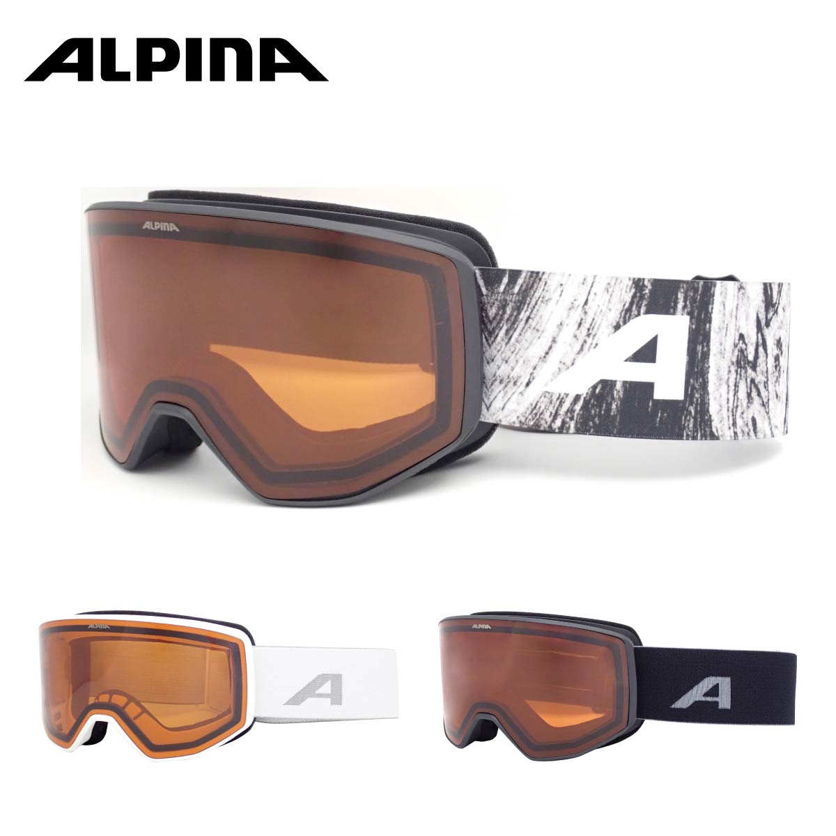 ALPINA アルピナ スノボゴーグル■A7317.1 VENETヴェネットカラー：レンズ（透過率）■ブラック/ グラシエールマットレンズ：オレンジ（S2）18-43％■ホワイトマットレンズ：オレンジ（S2）18-43％■ブラックマットレン...