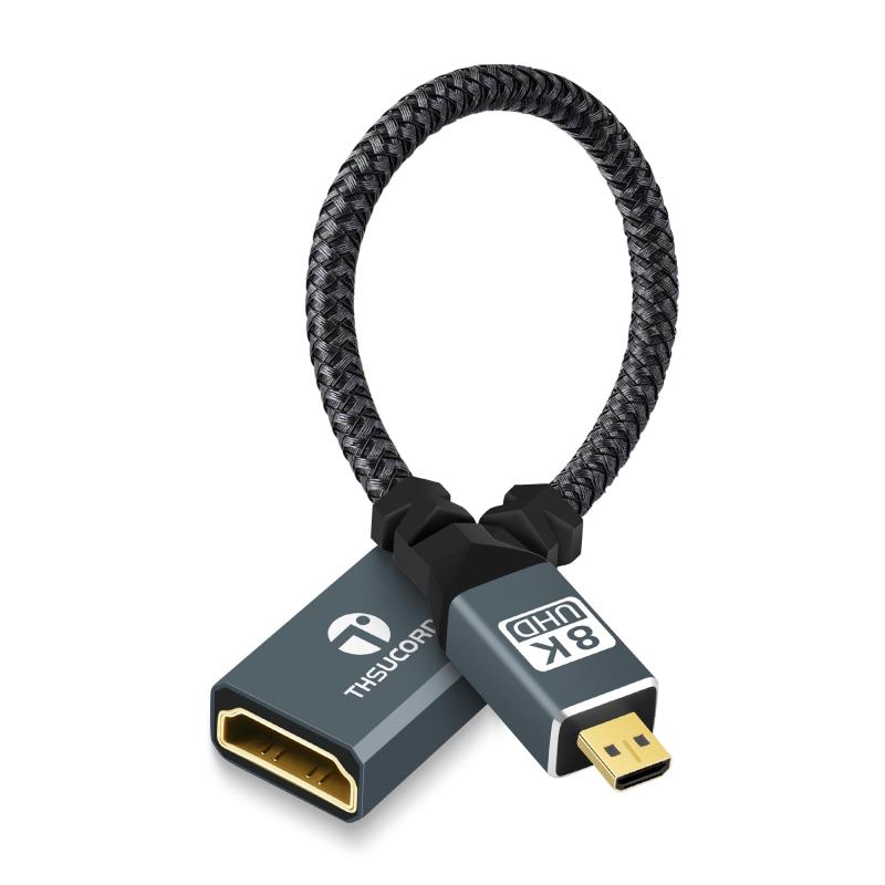 Thsucords 8K 2.1 延長ケーブル Micro HDMI to HDMI変換アダプタ Micro HDMI変換ケーブル Type D(オス)-Type A(メス) 延長ケーブル-HDTV プロジェクター,グラフィックカード,タブ...