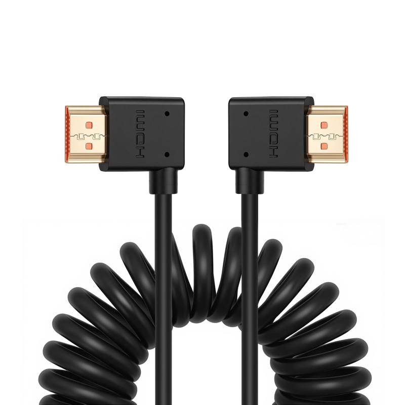 ZBLZGP HDMIケーブル コイル状 8K ライトレフトアングル タイプA HDMI 2.1ケーブル Sony Canon R5 Nikon Blackmagic Pocket Cinema カメラ用【コネクタ】コイル状右左アングルタイ...