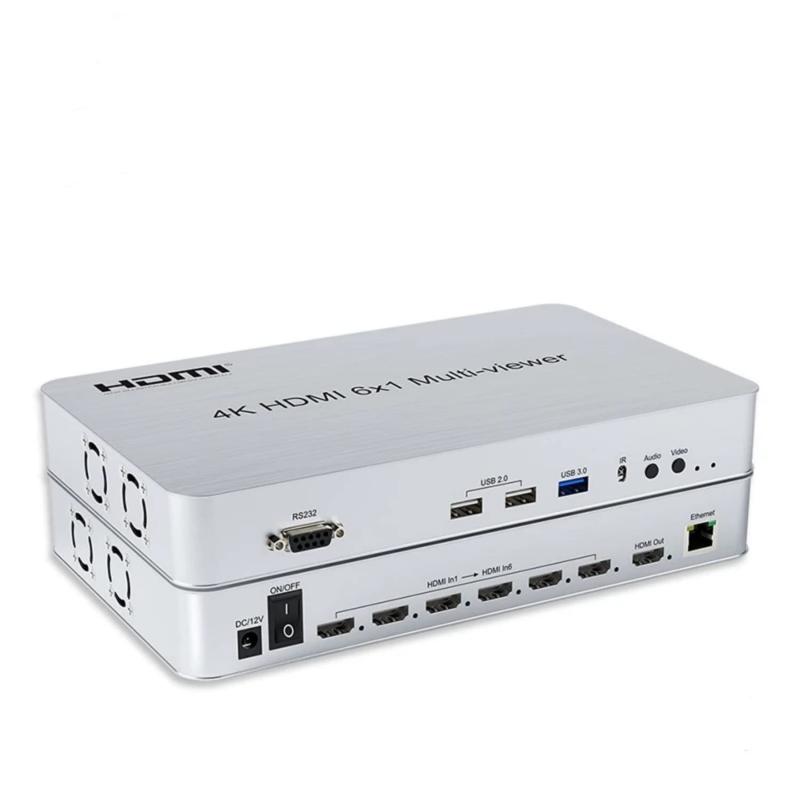 4K HDMI 6画面分割機、6X1 スクリーンのディバイダー HDMI のクォード スクリーンの区分の Multiviewer 継ぎ目が無いの 6 のタッチ画面 RS232 のための 1 HDMI の多視聴者に付き1. 4K HDMI 6...