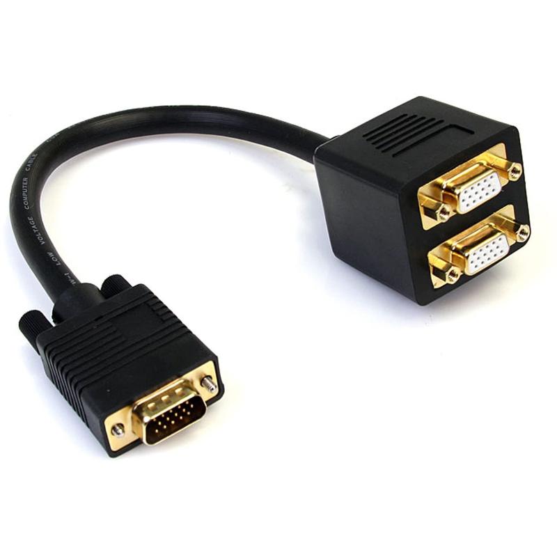 StarTech.com 30cm VGAスプリッタ/分配ケーブル 1x VGA(高密度D-Sub15ピン) オス-2x VGA(高密度D-Sub15ピン) メス 分配器 VGASPL1VV別のスプリッタボックス不要でVGA信号を2台のディ...