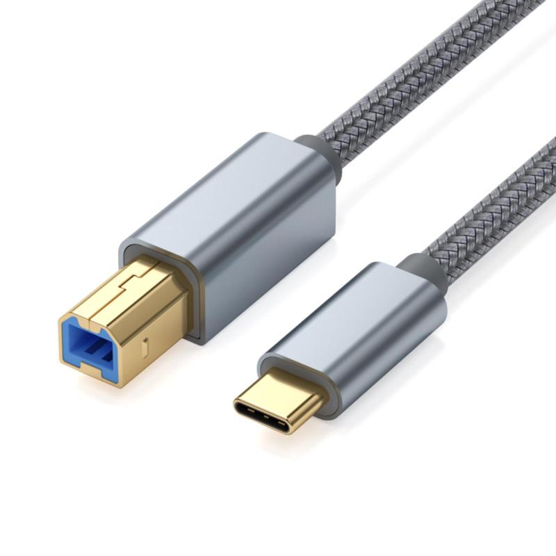 LpoieJun USB Type C プリンターケーブル - USB 2.0 Type C to B オス - スキャナー/MIDI対応 高耐久性ナイロン編み （ヤマハカシオデジタルピアノMIDIコントローラーDJコントローラー適用）