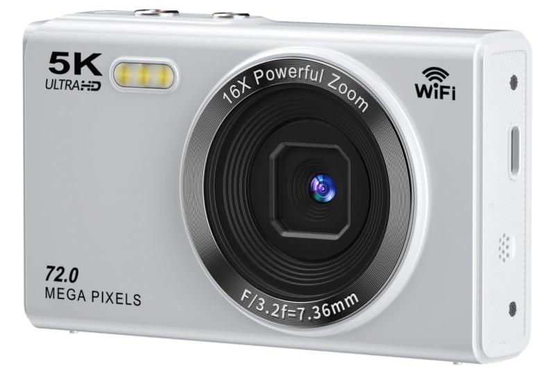 YULINJIA デジタルカメラ 5K デジカメ スマホに送れる WIFI転送機能 7200万画素 64GBマイクロSDカード付き オートフォーカス機能 16倍デジタルズーム LEDライト ウェブカメラ 2.8インチデイスプレイ 【WIFI...