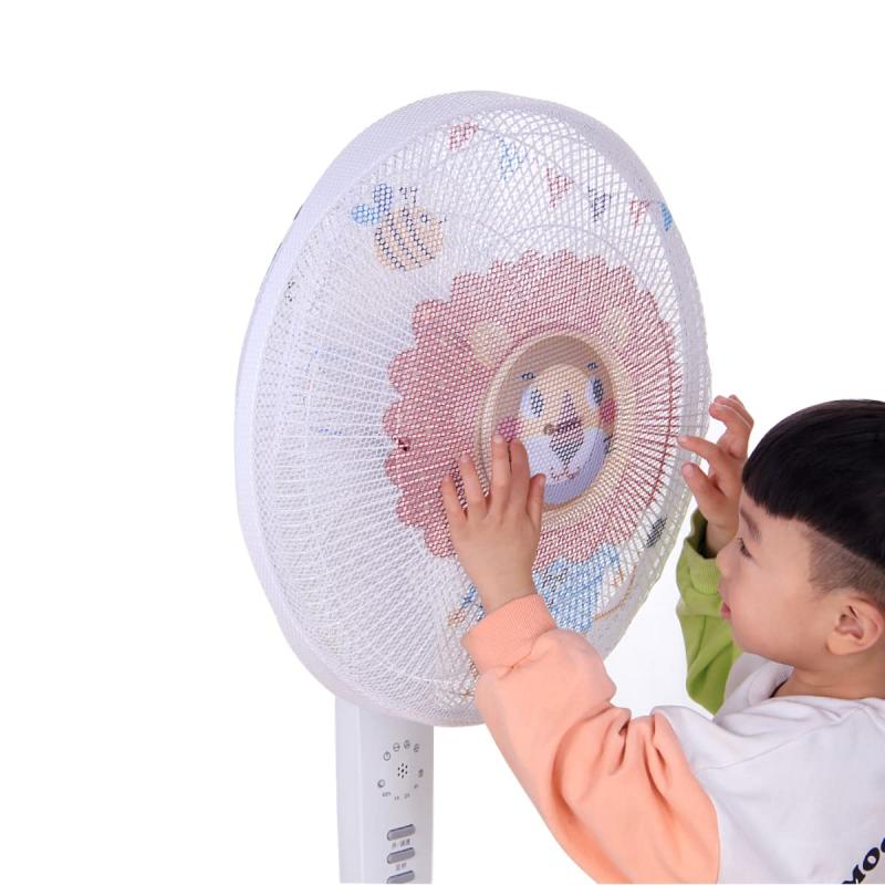 Qicai Xiaolu 扇風機安全カバー 扇風機カバー 扇葉経23~45cm 汎用 セーフティネット ファンカバー 子供用 防挟つま先 防塵防水 家庭用 1枚入り 白/小ライオン/子犬/パターン