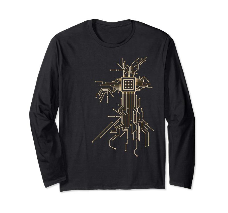 Processor Circuit Graphics Computer CPU Electronics IT Geek 長袖TシャツAwesome design that features an illustration of a CPU ...