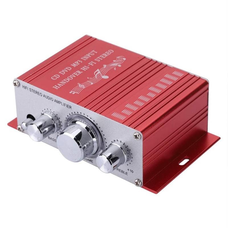 Fosa ミニデジタルカーオートアンプ ハイファイオーディオ音楽CD DVD MP3 FMプレーヤー 車載用デジタルカースピーカー(レッド)ハイファイカーアンプ：フィルターとハイパワー回路、回路設計のためのプロフェッショナルな入力オペアンプ...