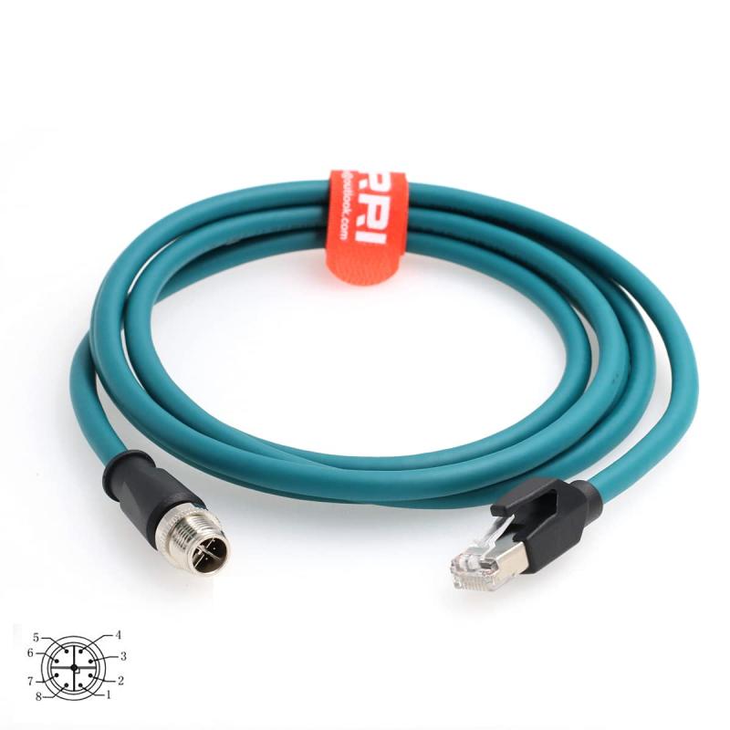 DRRI M12 X-Coded 8極からRJ45ギガビットイーサネットインターフェース Cat6シールドケーブルコネクタA: RJ45; コネクタ B: M12 8 極 X コード スクリュー ロック コネクタPUR ジャケットは油やその...