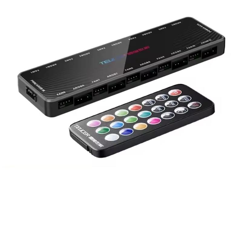 zmart TEUCER LP-10 ARGB/PWM ハブ（ARGB コントローラー付き）2 in 1 ファンハブアダプター RGB ファン LED PCケース PWM制御 コントローラー ケース ケースライティング マザーボード 速度 ...