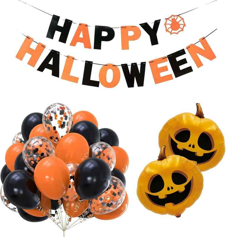 ハロウィンバルーンセット 33個入り アルミ膜風船 パーティー店舗飾り 雰囲気作り装飾用品 自撮り写真撮影に最適🎃【鮮明なテーマカラー】：ハロウィンの定番の黒とオレンジをメインカラーとして、黒とオレンジのシードが入った透明な...