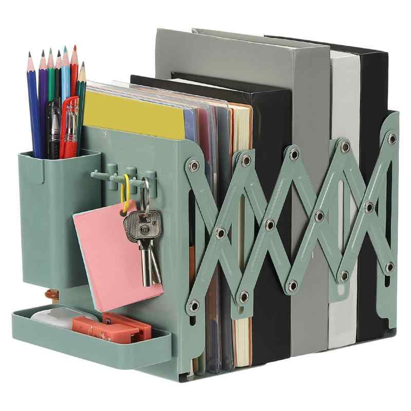 PATIKIL Adjustable Book Ends, Heavy Duty Metal Adjustable Bookends Book Holders Organizer with Removable Pen Holder Tray...