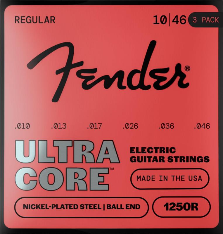Fender フェンダー エレキギター弦 Ultracore™ 1250R Guitar Strings, Nickel-Plated Steel, Ball End, Gauges .010-.046 (3-Pack)USA製上質なニッケ...