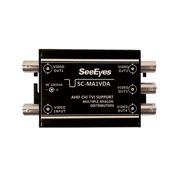 1台のカメラからの映像信号を4つに分けることが出来ます。例えば防犯カメラ1台で映している映像を4台のモニターに同時に映し出すことが出来ます。防犯カメラの映像を複数の場所でモニタリングしたい場合に非常に有効です。低損失、出力信号の歪曲のないき...