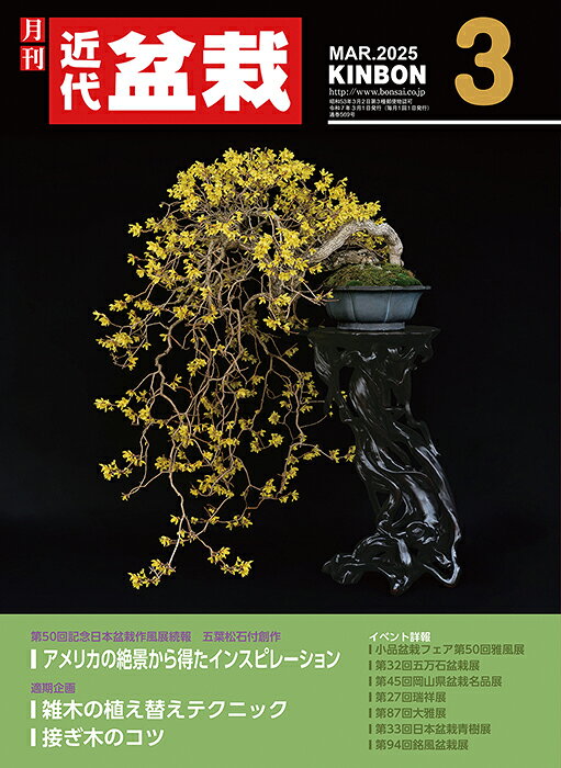 令和7年2月4日(火)発売 送料無料!! 連載 珠玉の名品で「数寄」を楽しむ盆栽飾り 盆栽花伝 協力／鈴木伸二 詳報！ 第50回記念展　小品盆栽フェア　雅風展 作風展続報3 五葉松石付創作 アメリカの絶景から得たインスピレーション 実技／藤...