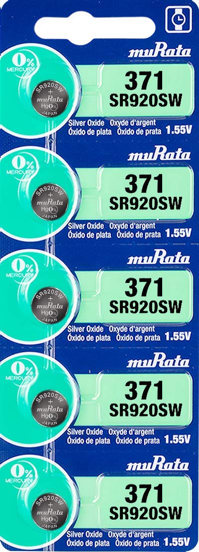 ムラタ（旧ソニー）製　電池 1.55V　直径9.5mm　高さ2.0mm　18mAh　SR920SW(371)　5個　1シートムラタ（旧ソニー）製　電池 1.55V　直径9.5mm　高さ2.0mm　18mAh　SR920SW(371)　5個　...
