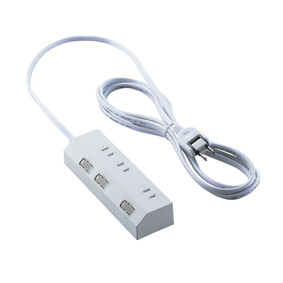 エレコムコベツスイッチタップ/カミナリサージツキ/ホコリシャッターツキ/ジシャクツキ/3コグチ/3m/ホワイト JAN：4549550344210 PCソフト・周辺機器 その他