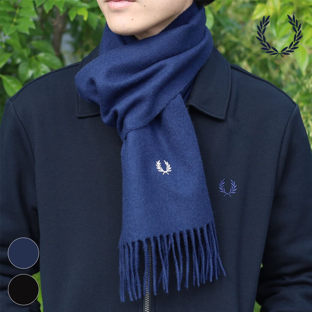 2025年 秋冬 メンズ レディース ユニセックス マフラー スカーフ 小物 FRED PERRY Lambswool Scarf フレッドペリー ラムウールスカーフ 商品番号：C4126 ｜ディテール ｜カラー SPEC サイズ 全長 幅...