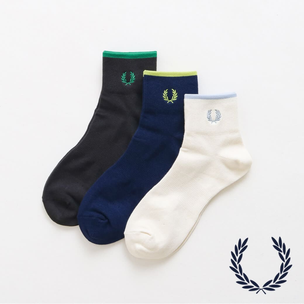 2026年 ユニセックス メンズ レディース 靴下 ソックス ギフト 小物 FRED PERRY Single Tipped Short Socks フレッドペリー シングルティップドショートソックス メーカー型番：F20009 ｜ディテー...