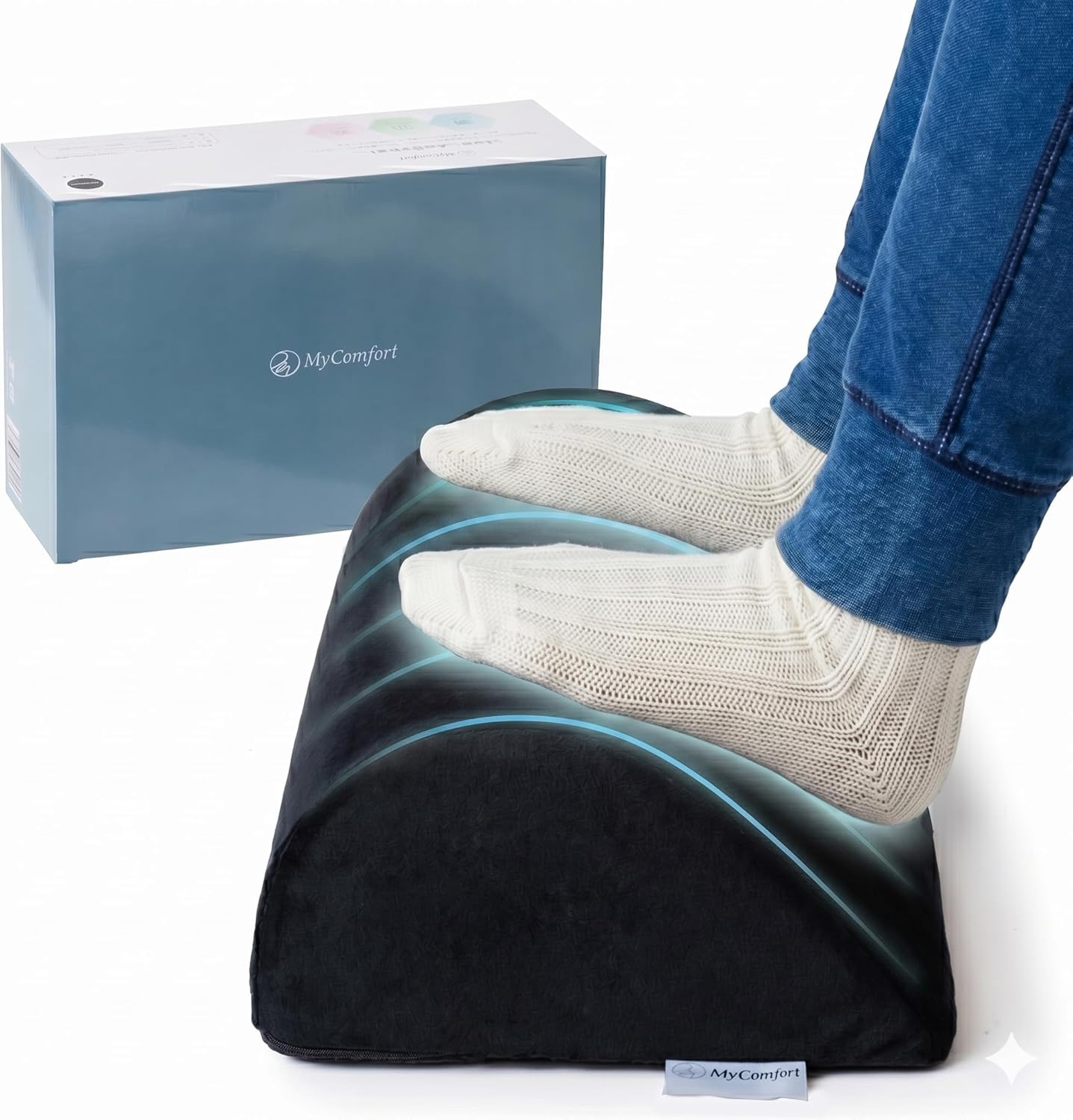 MyComfort プレミアム フットレスト デスク下 足置き 足置き台 足枕 あしまくら リモートワーク テレワーク デスク 車用(ブラック) 【使い分けられる4つのパターン】一般的な フットレスト （ 足置き ）としてだけでなく、裏面に...