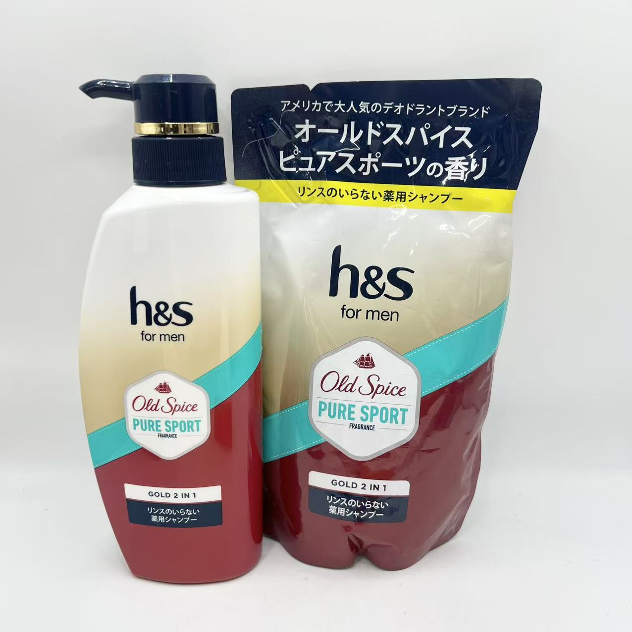 エイチ・アンド・エス フォーメン ゴールド 2イン1 リンスのいらない薬用シャンプー オールドスパイス ピュアスポーツの香りポンプ＋つめかえ用(350g+300g) 世界売上　No.1* シャンプーブランド。「話題沸騰」Old Spice ...