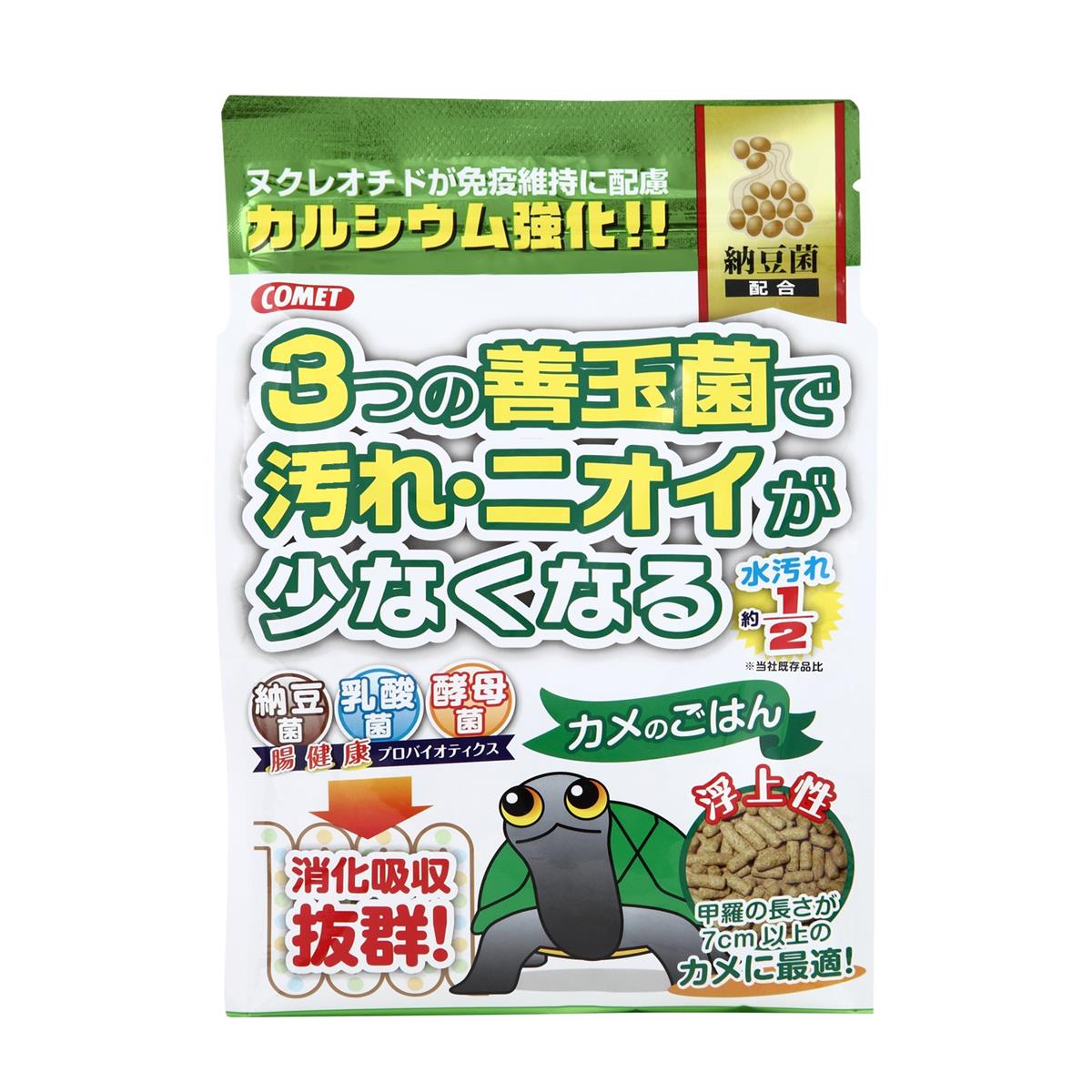 サイズ：450g◆商品名：コメット【ニオイ・汚れが少なくなる】カメのごはん納豆菌500グラム本体サイズ (幅X奥行X高さ) :35×17×6cm本体重量:0.522kg納豆菌、乳酸菌、酵母菌を配合。3つの善玉菌の力でカメの腸内細菌のバランス...