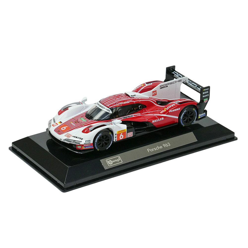 ブラーゴ製 1/43スケール ポルシェ 963 モデルカー 【ポルシェ・ペンスキー・モータースポーツ/No.6】 ■スペック 対象年齢：14歳以上 メーカー：BBURAGO(ブラーゴ)ダイキャスト製 スケール：1/43 ボディカラー：ホワイ...