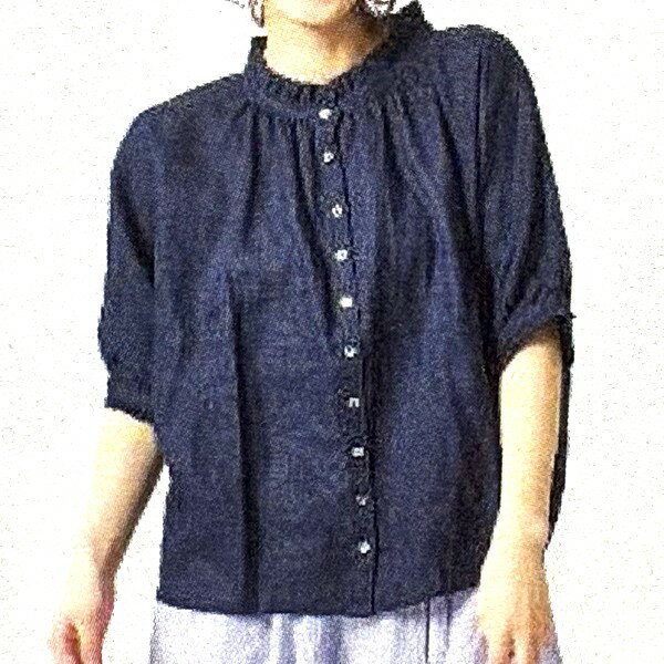 商品説明素材 リネン100% サイズ SIZE:F 身丈60cm バスト巾76cm 天巾21cm 襟フリル巾2cm 袖フリル巾1cm 平置き計測　多少の誤差あり モデル身長167cm カラーについて 商品写真はできる限り実物の色に近づけるよ...