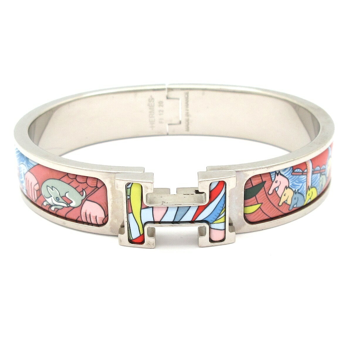 ※『USED品』です。お客様都合による商品のご返品は一切承っておりませんので商品情報・画像を参考にご購入ください。 ≫ 配送について ≫よくある質問【中古】HERMES(エルメス) クリックH バングル シルバー×ピンク×マルチ ジャンル ...