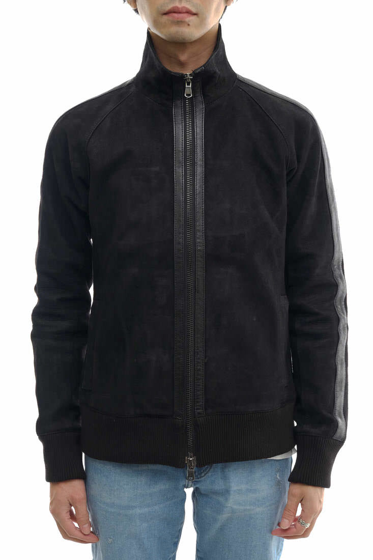 BRANDINGの全商品で利用可↓↓1%OFFクーポン↓↓junhashimoto ジュンハシモト ブルゾン メンズ LET012 GOT02 LINE RIB JERSEY ラムレザー 子羊革商品説明元wjk、橋本 淳氏の手がけるブランド...