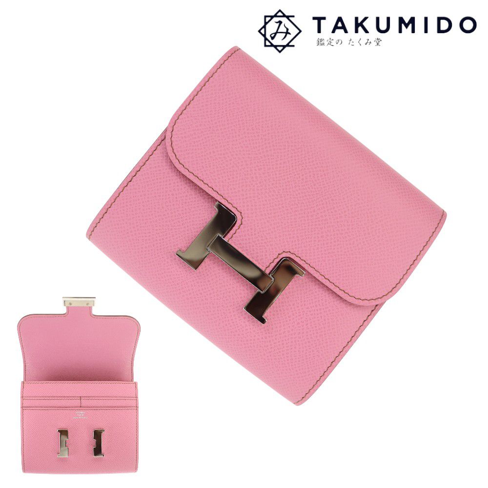 ブランド エルメス HERMES エルメスの商品をもっと見る＞＞ 商品名 コンスタンス コンパクト 二つ折り財布 ライン・カラー ピンク/シルバー金具 素材 レザー サイズ 【実測】約W13×H11.5cm 重量 約163g 仕様 外側：オ...