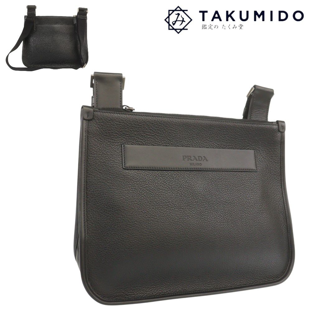 ブランド プラダ PRADA 商品名 メッセンジャーバッグ ライン・カラー ブラック 素材 レザー サイズ 【実測】約W33×H25×D13cm ショルダー長さ：最大約128cm ※フリー調節可能 重量 約936g 仕様 外側：マグネット開...