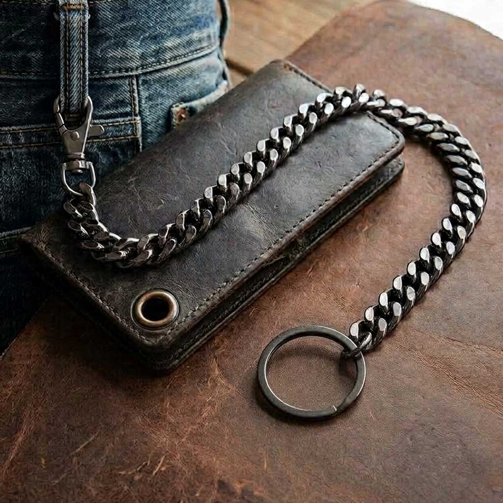 ◆管理番号：chw1◆商品名：チェーン付きキーリング/ホルダー/ウォレットチェーン◆サイズ：約全長23cm×チェーン幅13mm/キーリング外径25mm/重さ約30g◆カラー：ガンメタル◆内容品：フック付きチェーン1/キーリング1◆素材：亜鉛...