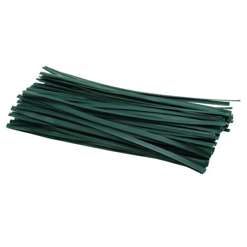 添え木・垣根・支柱の固定等に最適です。ねじって止めるだけでしっかり結束でき、ほどくのも簡単で繰り返し使えます。片面がフラットの為、結束物にやさしい結束が可能です。サイズ：幅80×高さ220×奥行5mm重量：70g幅：4mm長さ：15cm入数...