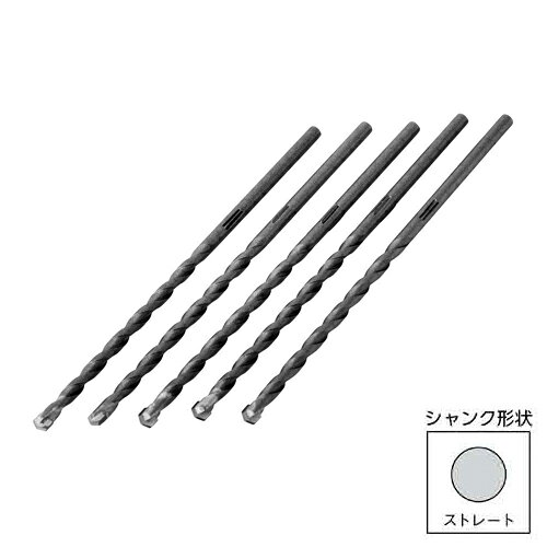 コンクリート用(ブロック・モルタル・石膏ボード・大理石) 刃先径:3.4mm 有効長:50mm 全長:85mm 入数:5本 BNタイプ・ストレートシャンク 振動用ドリル用 注意:指定された電気ドリル以外は使用しないで下さい。ドリルビットの着...