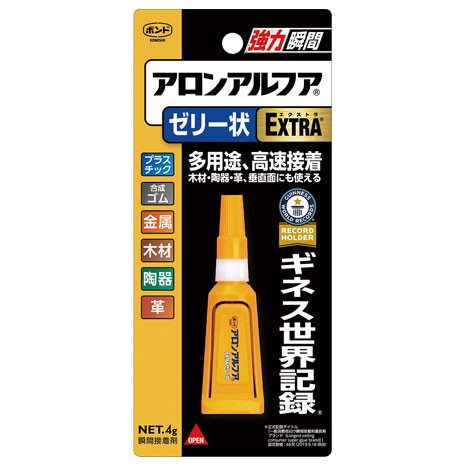 ■多少のすき間や凹凸面、しみ込みやすい木材や陶器にも接着可能です。■立てられて押しやすい新容器です。■ネジこみ簡単開封が可能です。■ハイスピード接着タイプです。■ゼリー状なので充填接着が可能です。●色:透明●容量(g):4●質量(g):22...