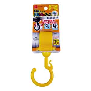 ■テープをまわして固定するだけ！ ■パイプに！車内に！台車に！整理棚に！ ■360度回転で取り付け自在！ ■すべり止め付！ ■ミニフックにもかけられる！ ■直径20～40mmのパイプなどに対応！ 参考使用荷重：3kg 回転タイプ