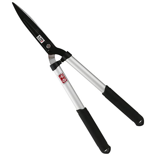 軽量で丈夫な楕円型柄の刈込鋏です。枝葉の剪定・整枝作業横負荷に強い楕円形パイプで、持ちやすく頑丈です。サビやヤニに強く、摩擦にも強い特殊表面処理を刃に施しています。特許取得のオイル差し機能付きです。●全長：約540mm●刃長：約165mm●...
