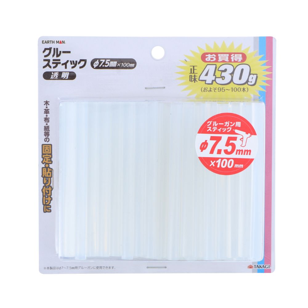 φ7～7.5mm用グルーガンに使用できます。溶剤を含まない100％固形なので溶剤臭もなく快適でクリーンな作業が可能。接着箇所を再加熱することで取り外し、やり直しが簡単。木・革・布・紙等の固定・貼り付けにプラスチック・金属・ガラス等の仮止めに...