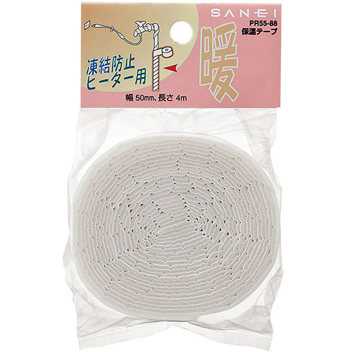 ■凍結防止ヒーター用保温テープです。 ■水道管の凍結防止に。 【材質】 スチロール樹脂・ポリエチレン 幅50mm、長さ4m