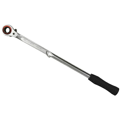 腕や手をケガしにくい全長約485mmです。ラチェット機構なので楽に作業ができます。締める・緩めるがワンタッチで切替できます。超軽量の820gです。サイズ：幅38×高さ525×奥行30mm重量：853g17・19mm共用タイプギア数：32山。...