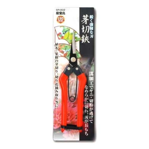 【用途】 植木・果樹の芽切り、切り花摘み取り等 【特長】 ●ゴムグリップですべりにくいため、女性でもラクラク作業 ●なめらかに切れ、刃が長もち 【材質】 刃：高級炭素工具鋼（SK-5） 【使用上の注意】 ●鋭利な刃物ですので、ケガのないよう...