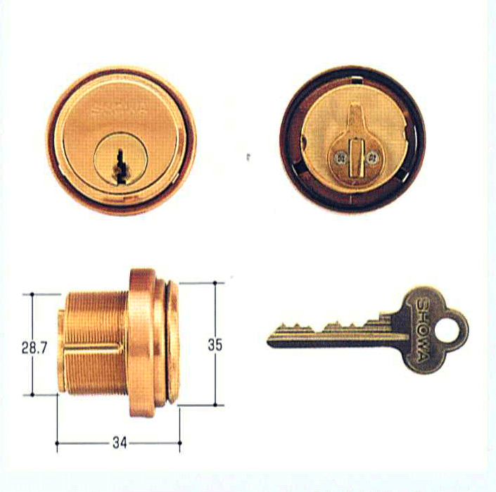 SHOWA取替シリンダー　8635・8636・8232・8420　29mm片面用 カラー： 写真をクリックすれば拡大写真が見れます。 寸法を確認してご購入下さい