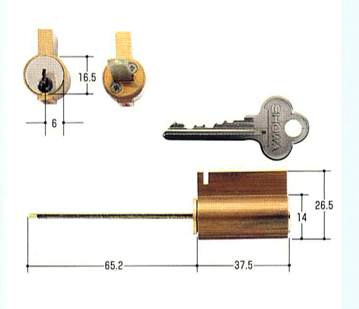 SHOWA取替シリンダー　516−1内開用 カラー：シルバー 写真をクリックすれば拡大写真が見れます。 寸法を確認してご購入下さい