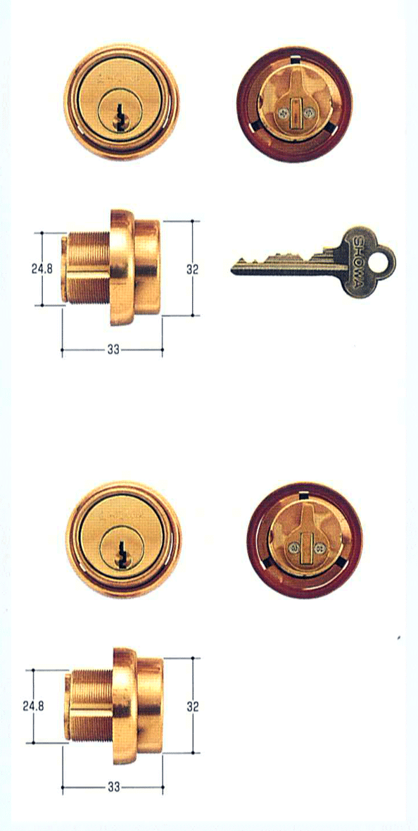 SHOWA取替シリンダー　8451・8115・8110・8112　25mm両面用 カラー： 写真をクリックすれば拡大写真が見れます。 寸法を確認してご購入下さい