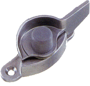 こちらの商品は窓の補助錠「クレセント錠」です。このクレセント錠タイプは右用・左用の区別があります。