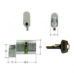 WEST取替シリンダー　＃1060S　小判型片面　L＝39ミリ カラー：ST色（シルバー） 写真をクリックすれば拡大写真が見れます。 寸法を確認してご購入下さい