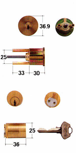 WEST取替シリンダー　G600・G6000　1K2L用 カラー：AB（真鍮ブロンズ） 写真をクリックすれば拡大写真が見れます。 寸法を確認してご購入下さい