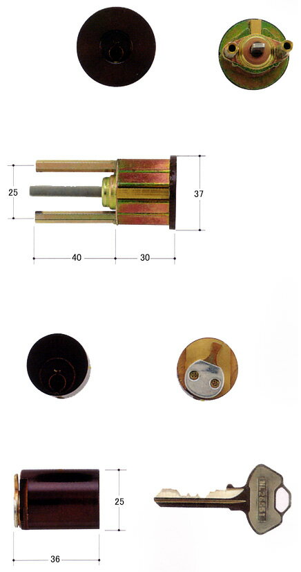 WEST取替シリンダー　YKK　3K−6334・6386用 カラー：YB色 写真をクリックすれば拡大写真が見れます。 寸法を確認してご購入下さい